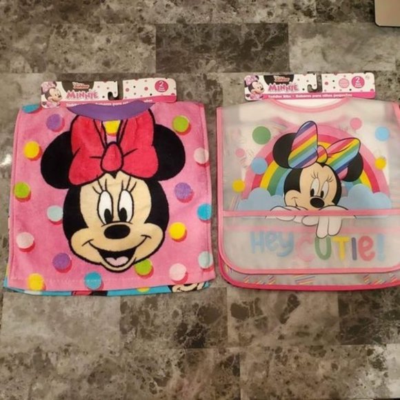 Disney | Accessories | Minnie Mouse Bib Sets 2 Packs 4 Bibs | Poshmark
